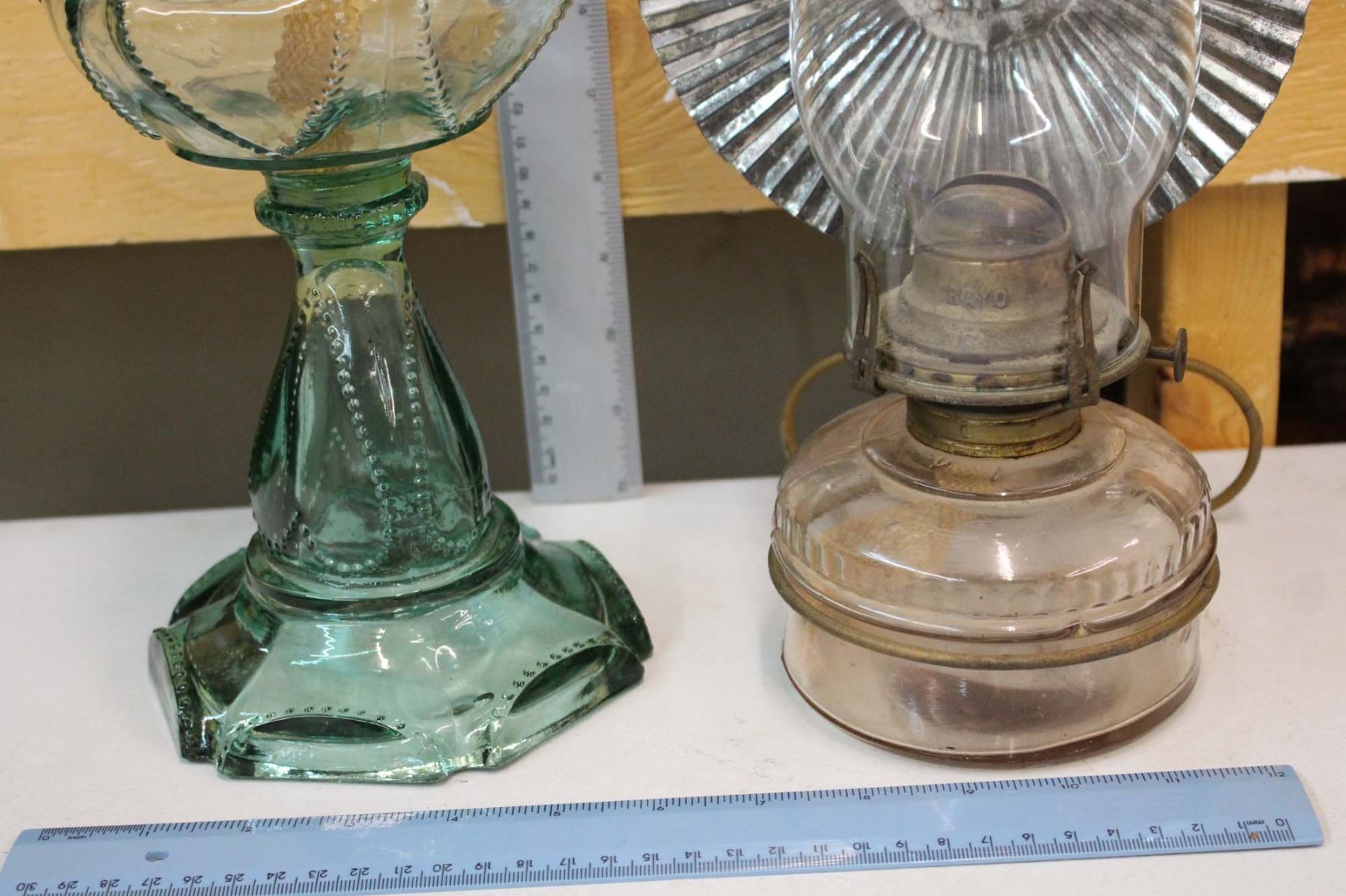 Vintage #2 Coal Oil Lamps (2)(1 Reflection Type)