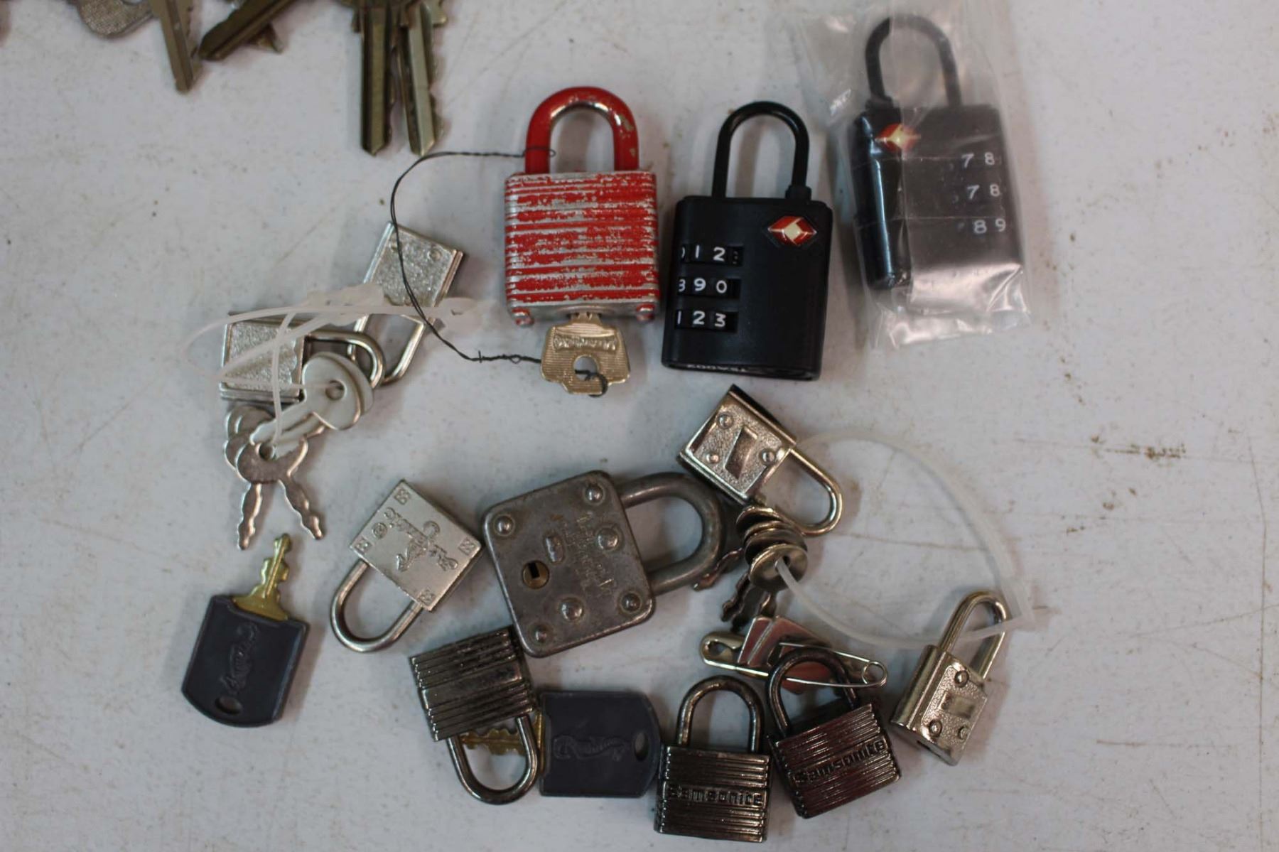 Lot of Tie Clips, Keys, Locks and a Medal