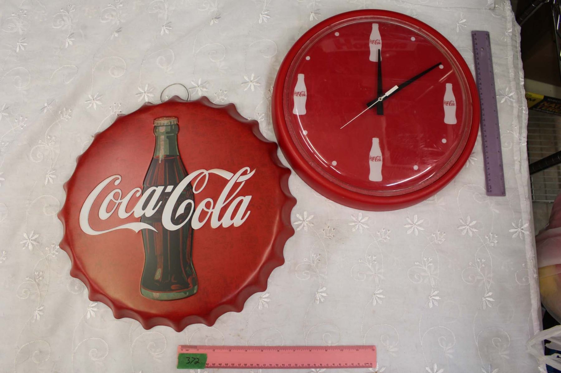 Coca-Cola Bottle Cap sign and Working Cola Clock
