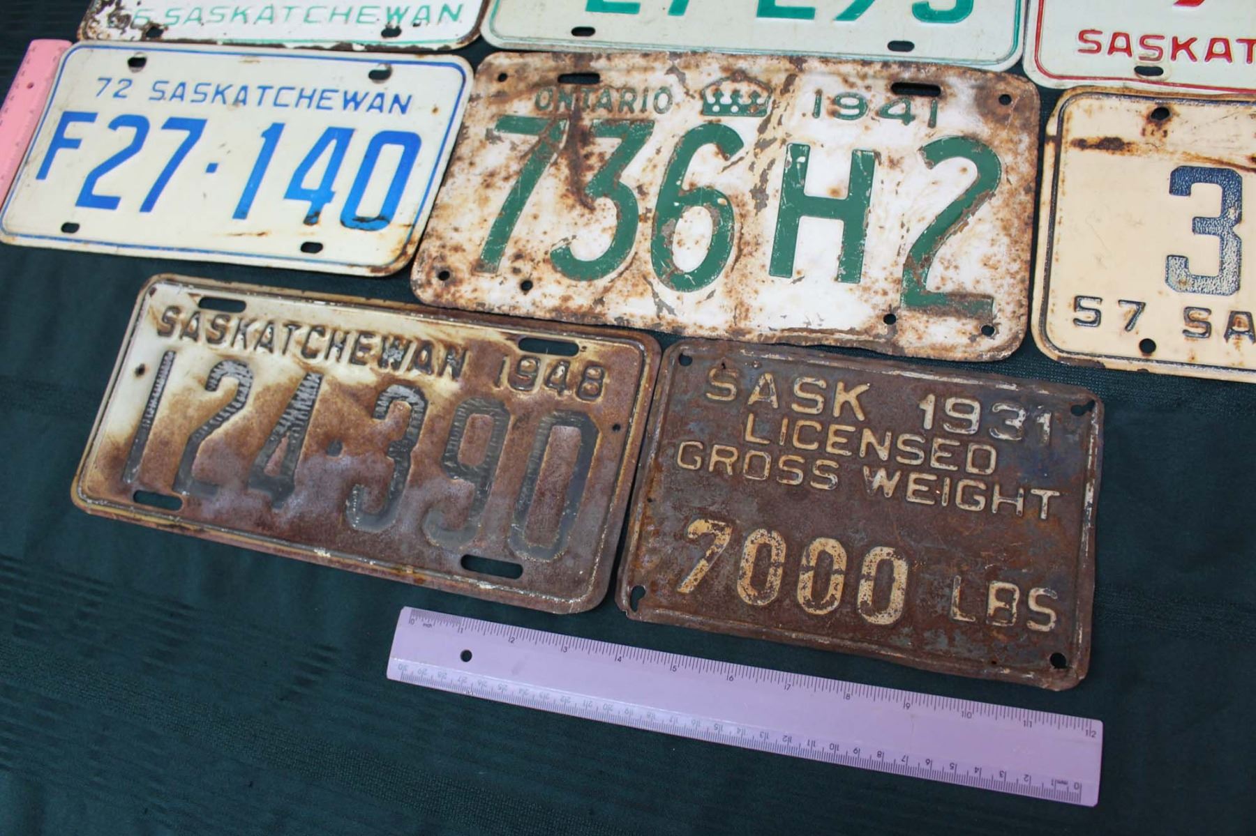 Saskatchewan License Plates (8) 1931, 1948, 1956, 1957, 1970-72& A 1941 ...