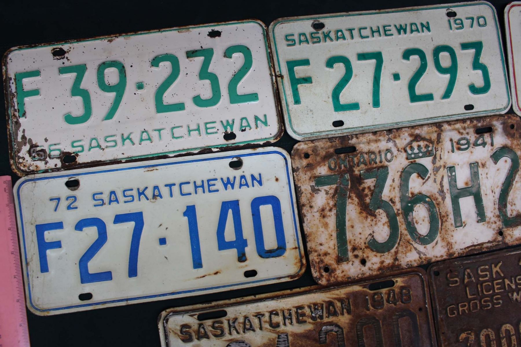 Saskatchewan License Plates (8) 1931, 1948, 1956, 1957, 1970-72& A 1941 ...