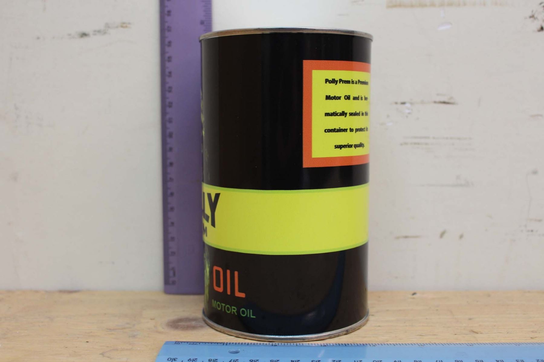 Reproduction Polly Prem Oil Tin- 1 Quart