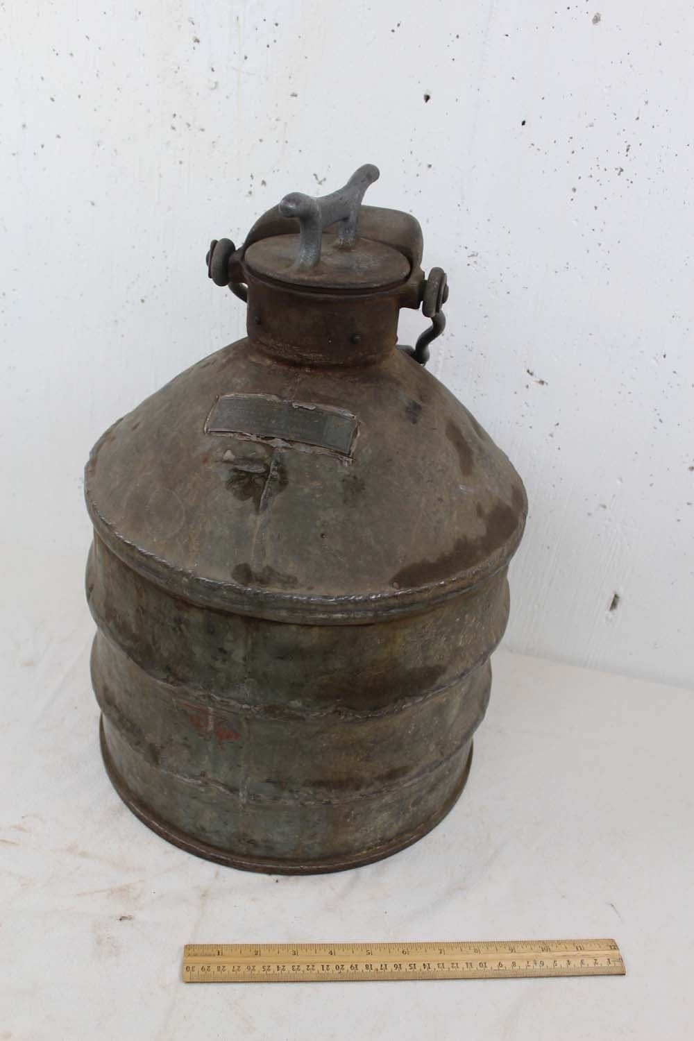 Antique 1910s 5 Imperial Gallon Oil Can with Trade Inspection stamp