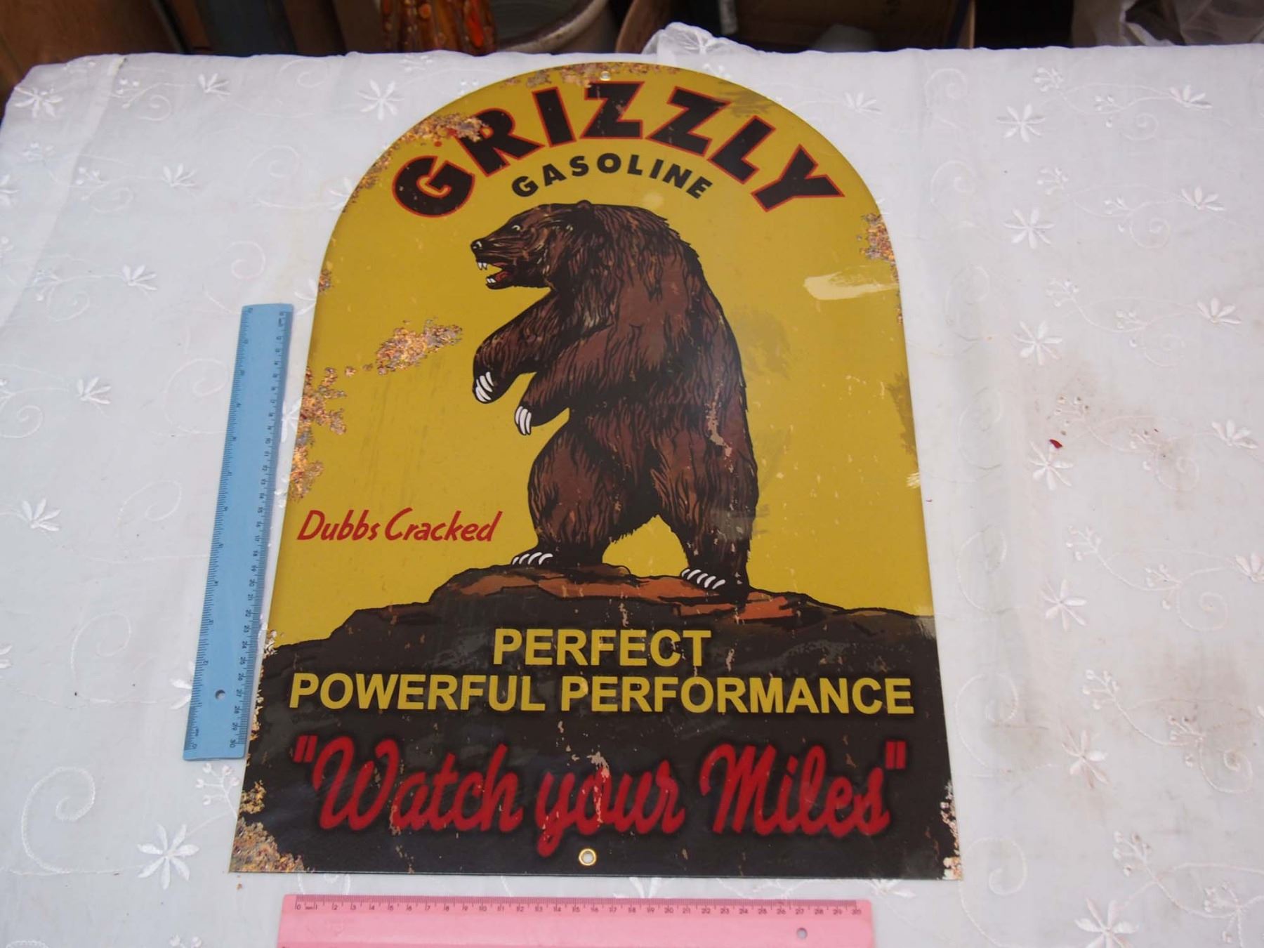 Large Fantasy Metal Sign, Grizzly Gasoline