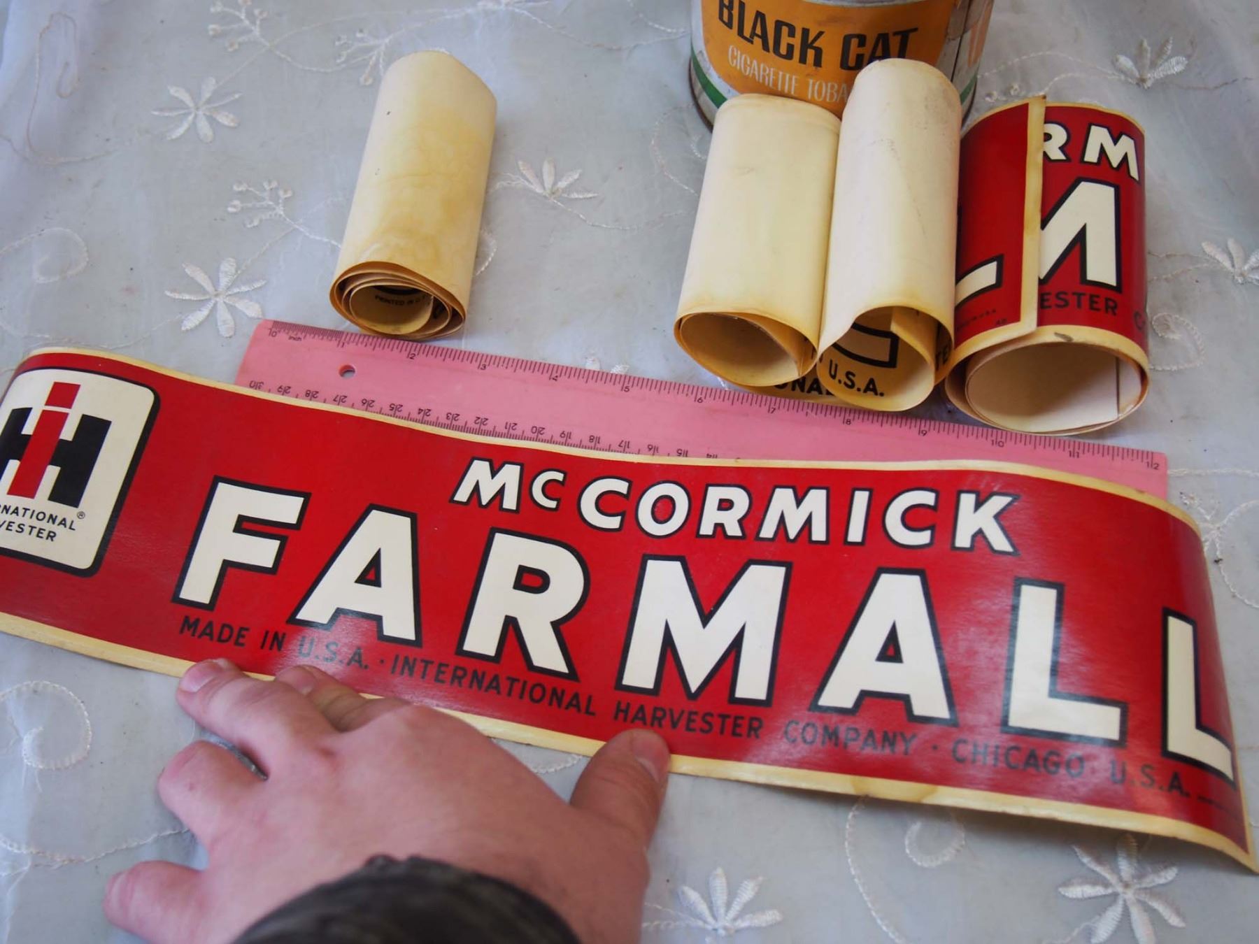 Black Cat Tin Full Of Mccormick Deering Decals