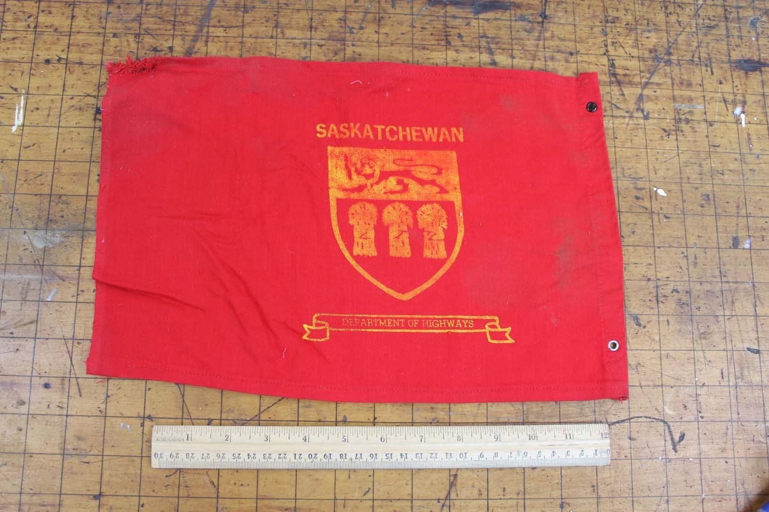 Vintage Cloth Saskatchewan Department of Highways Red Marker Flag