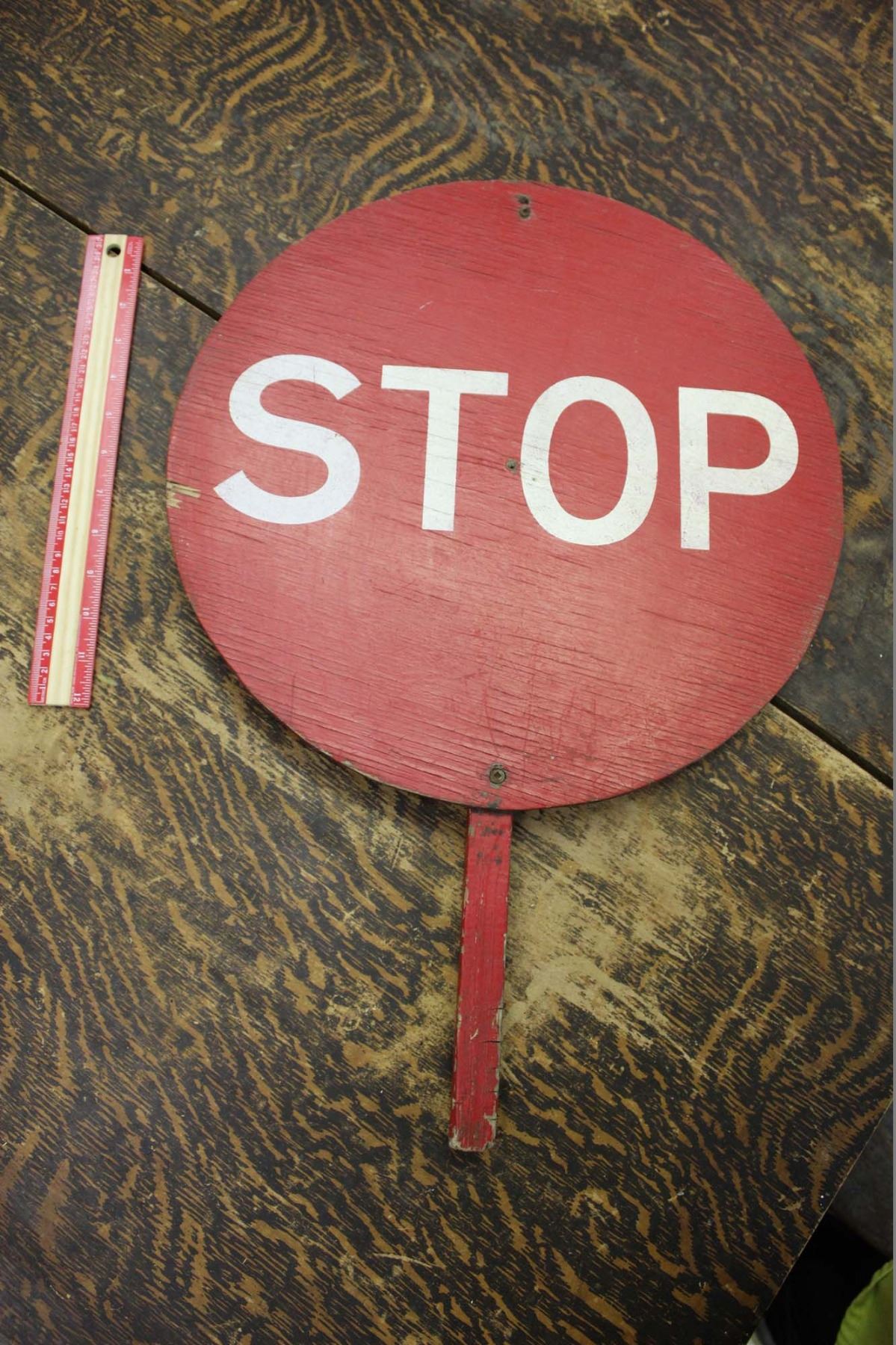 Vintage Wooden School Crossing Guard Stop Sign