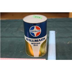 Royalite Hallmark Motor Oil 1 Quart Tin, Full, SW20