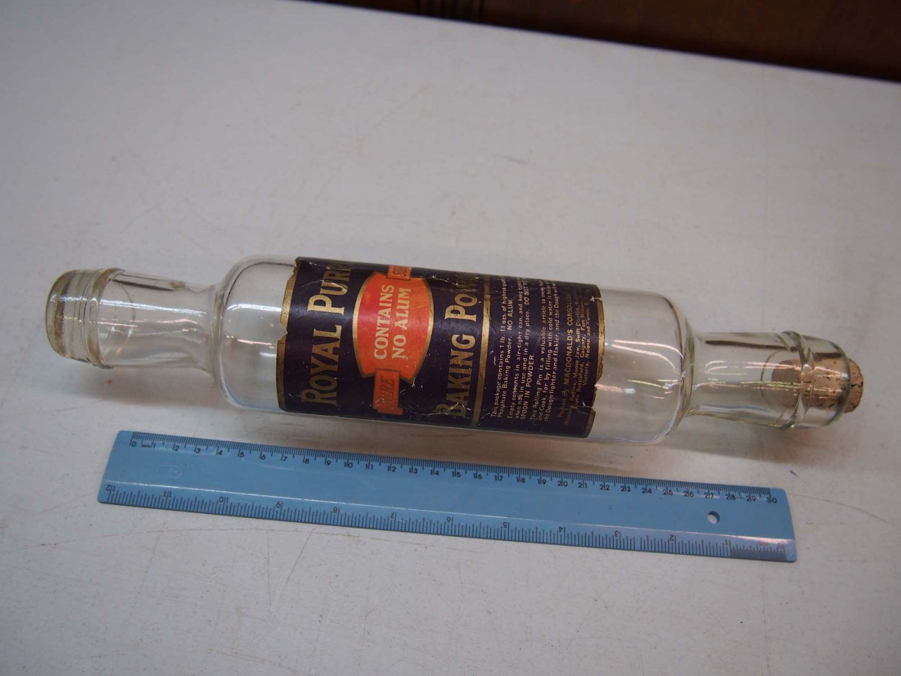 Vintage Royal Purple Glass Baking Powder Container