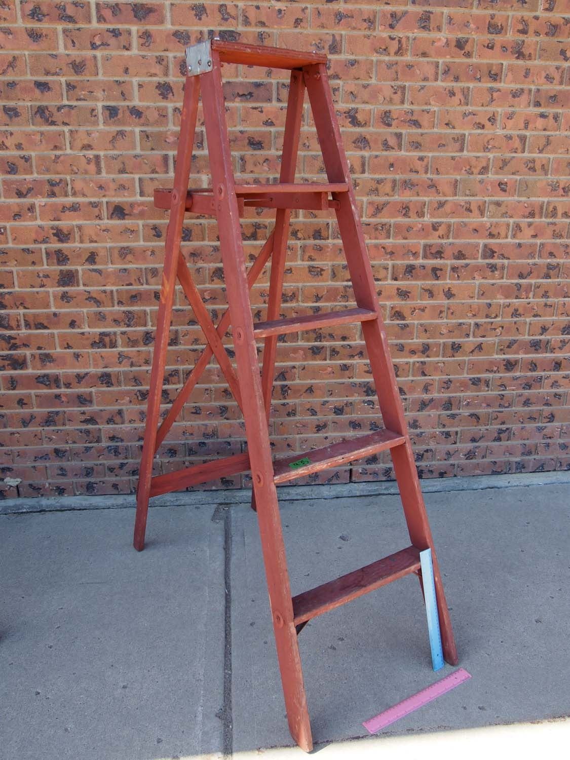 Vintage Red Wooden Ladder