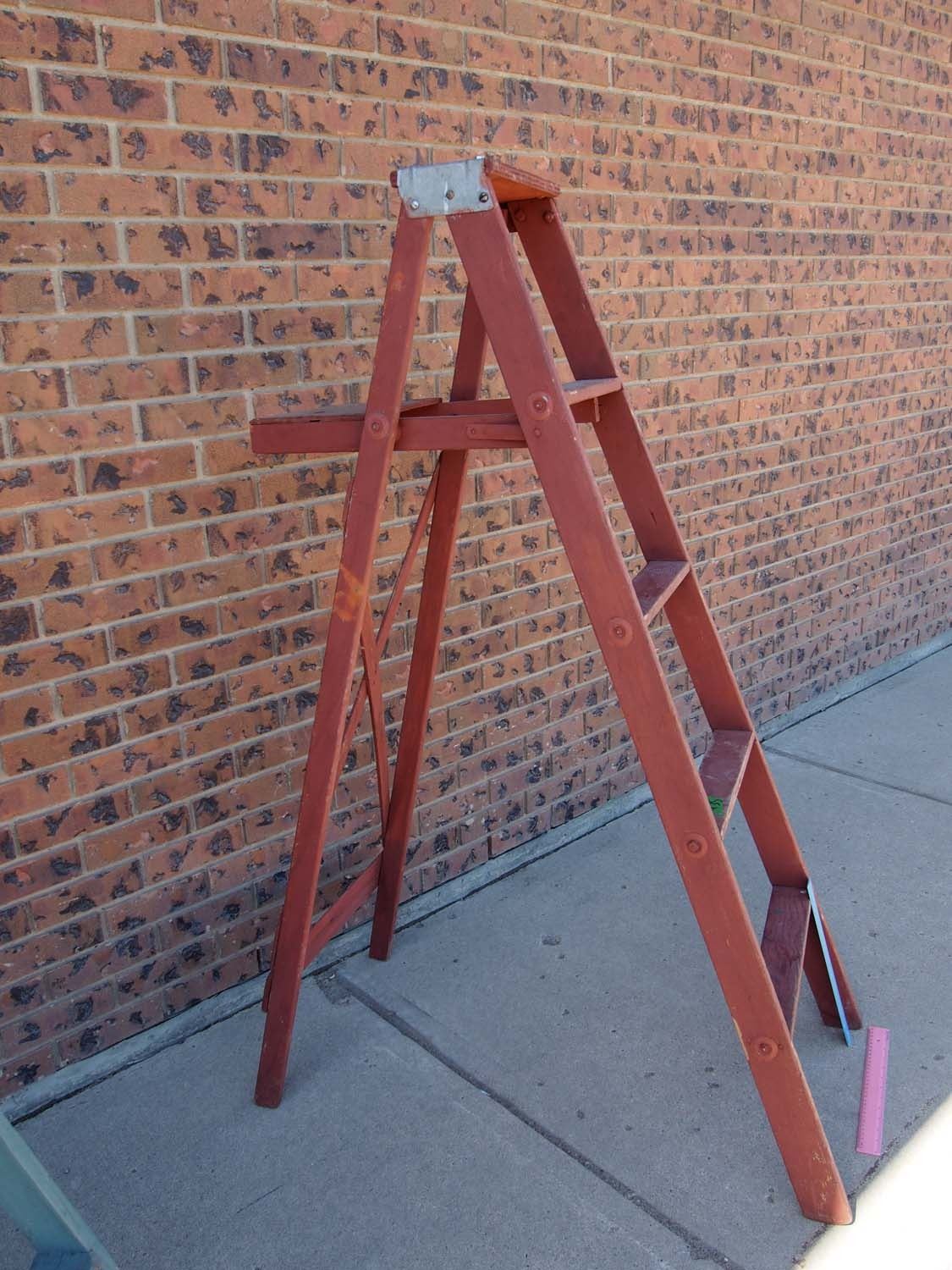 Vintage Red Wooden Ladder
