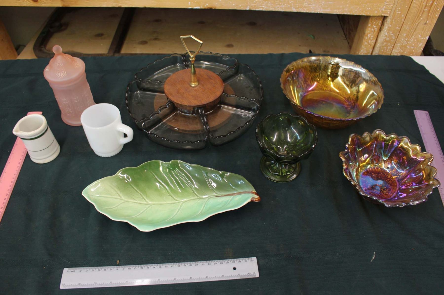 Lot of Colored Glass Items (Pink Depression Glass, Fire King Cup ...