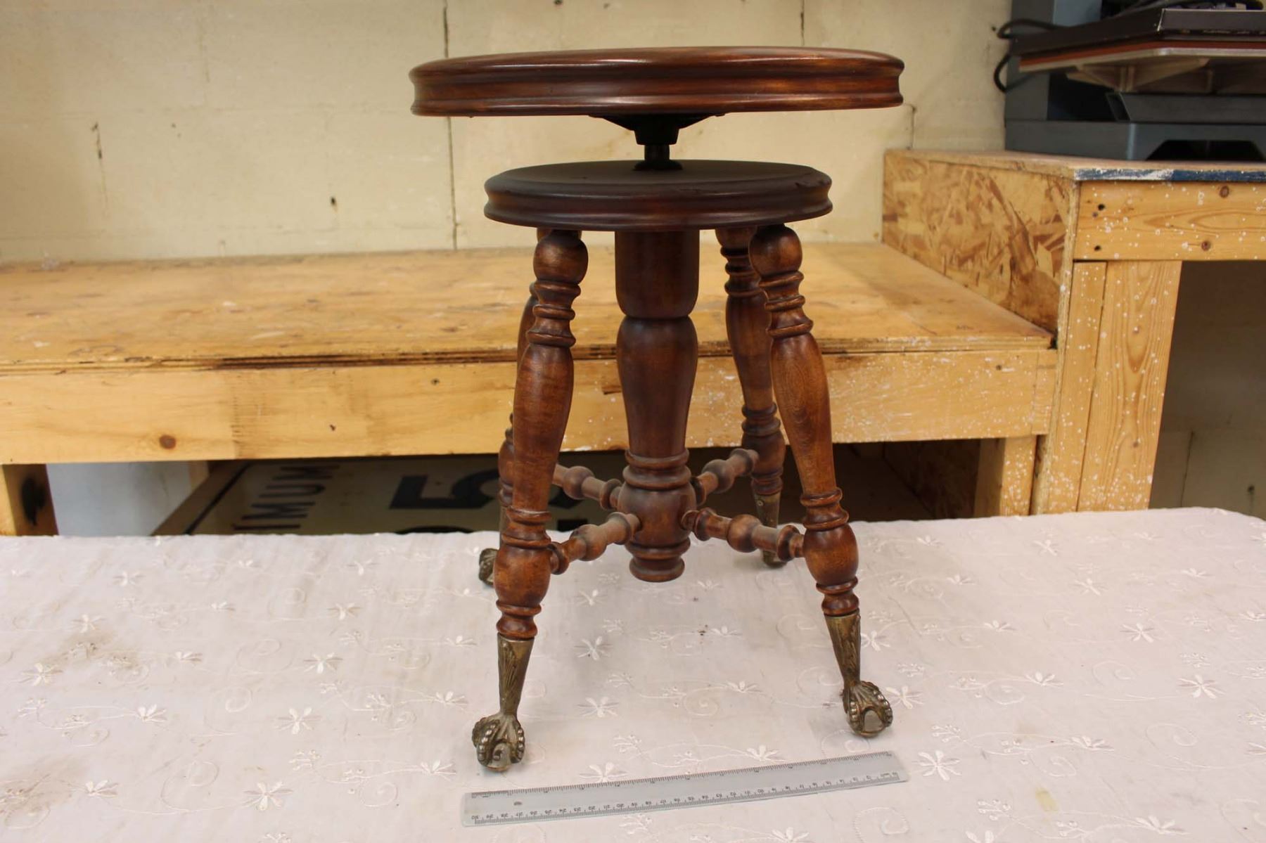 Vintage Clawfoot Piano Stool