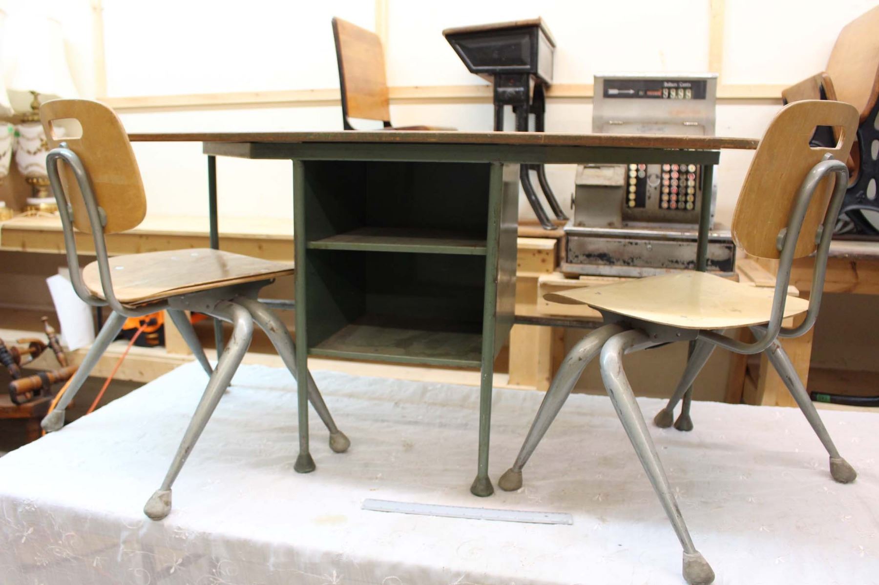 Vintage 2 Person School Desk