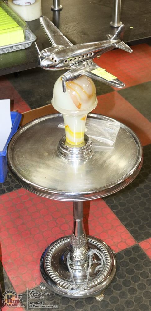ANTIQUE DC3 AIRPLANE ASHTRAY SMOKING STAND