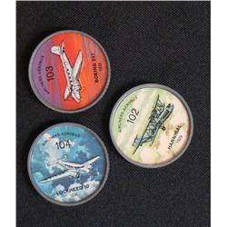 1960's Jello Coins Lot Of 3 Airliners Hannibal