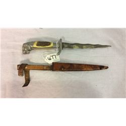 Lion Head Dagger with Leather Sheath