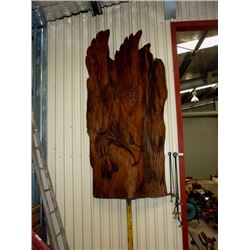 Eagle Kauri carved wall feature by Kerry Strongman