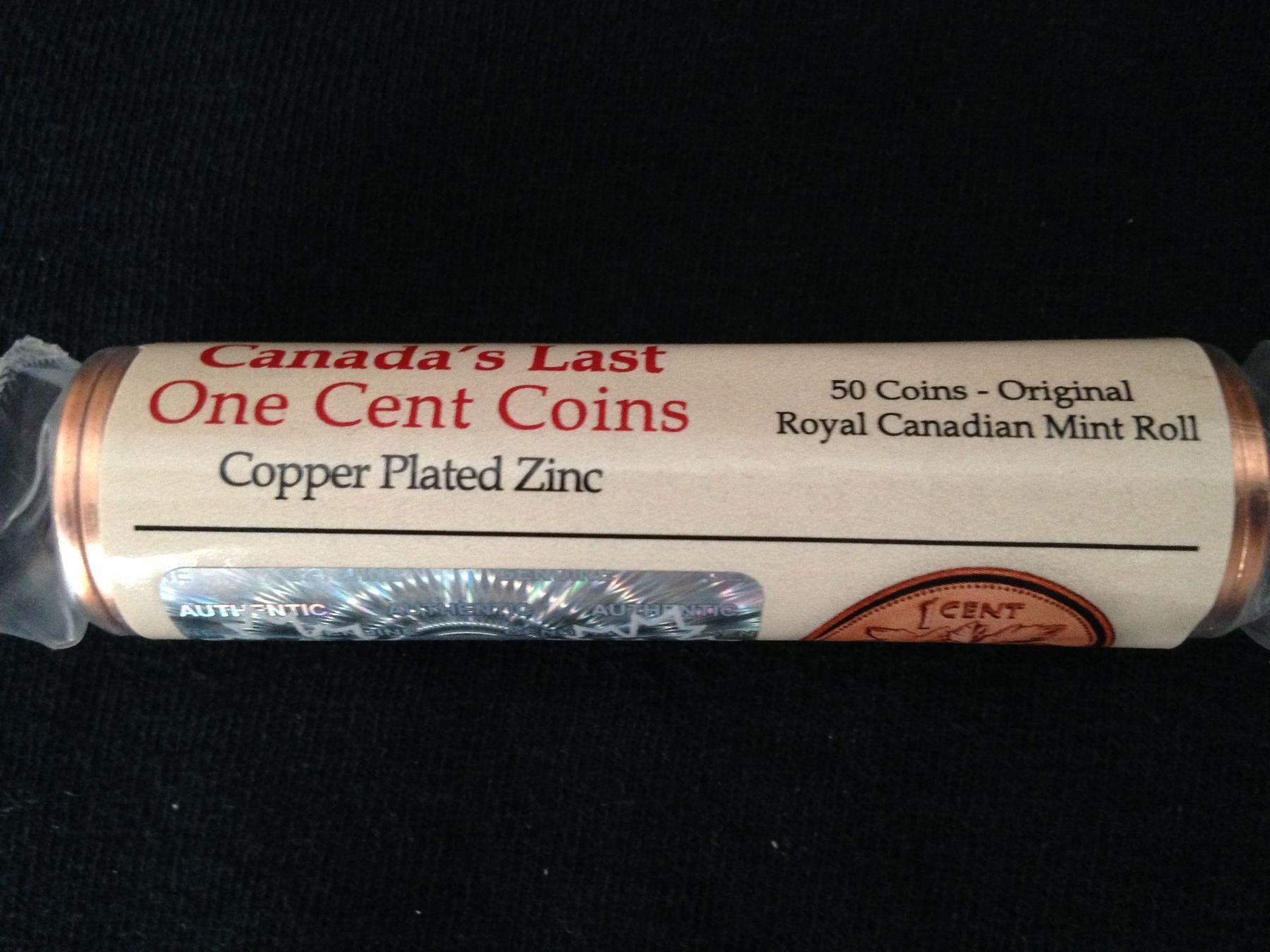 3 Rolls X 2012 - Canada Last one cent Coins Roll - Copper Plated Zinc