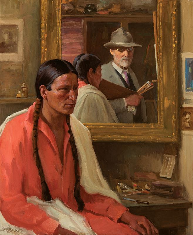 Joseph H. Sharp -The Artist in the Studio Mirror