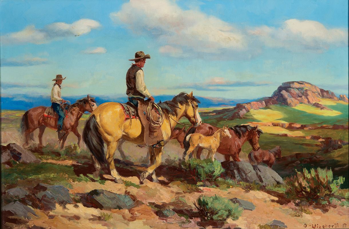 Olaf Wieghorst -Driving Wild Ponies