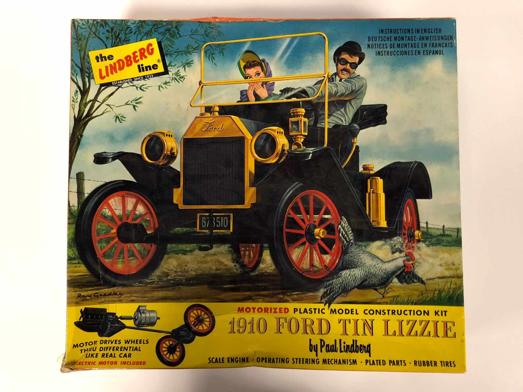 THE LINDBERG LINE 1910 FORD TIN LIZZIE MOTORIZED PLASTIC MODEL ...