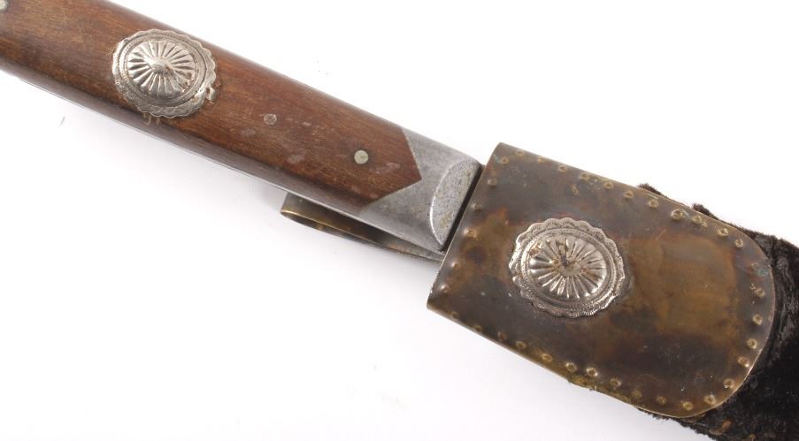 Antique Gamblers Inlaid Pewter Boot Knife