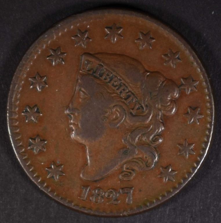 1827 LARGE CENT VF/XF NICE!!