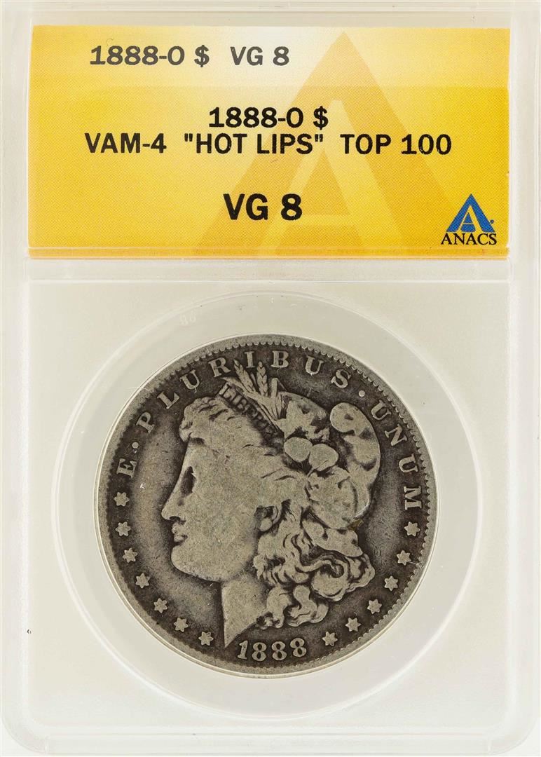 1888-O $1 Morgan Silver Dollar VAM-4 "Hot Lips" Top 100 ANACS VG8