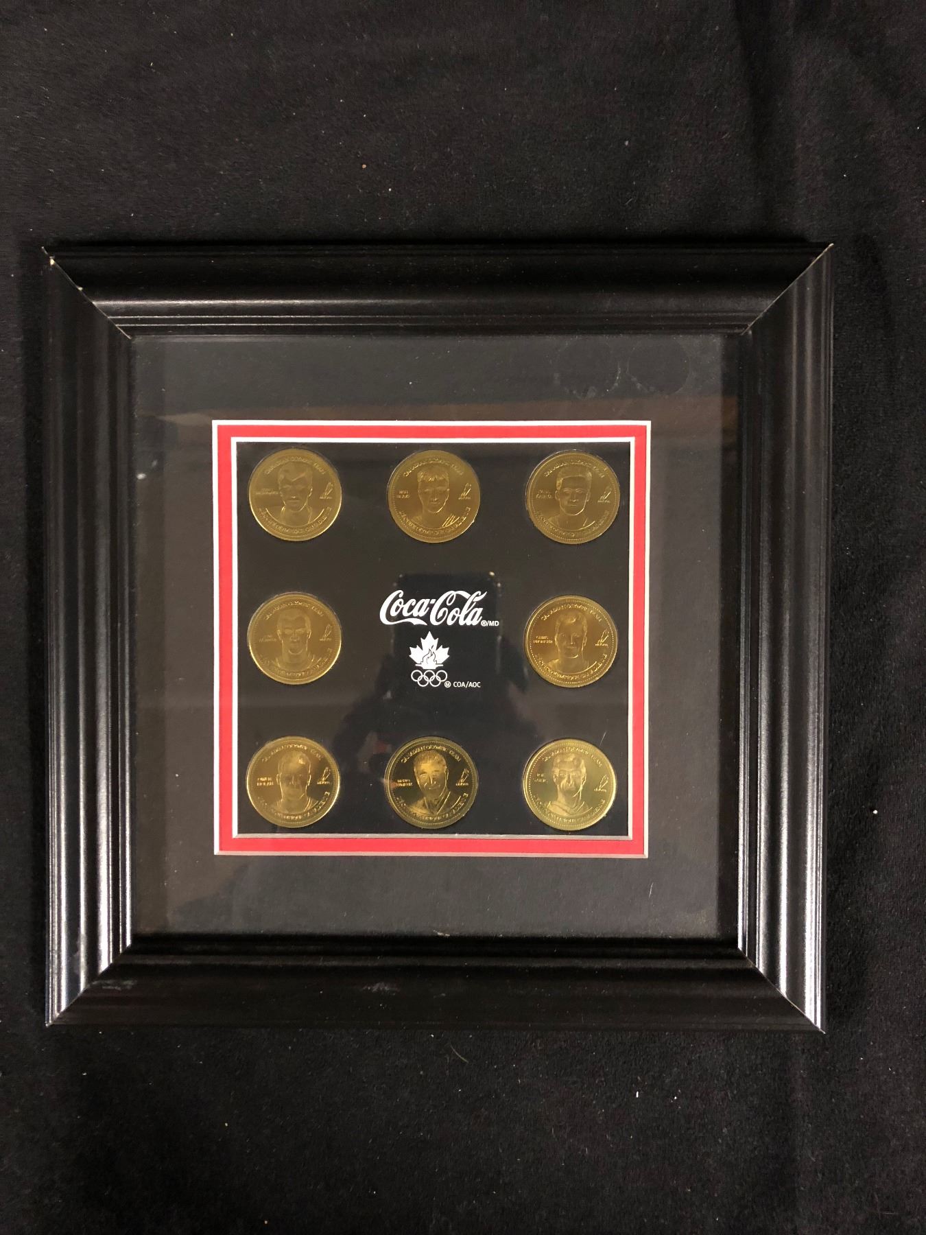 2002 COCA COLA TEAM CANADA OLYMPIC COIN SET (FRAMED 10" X 10") SALT ...