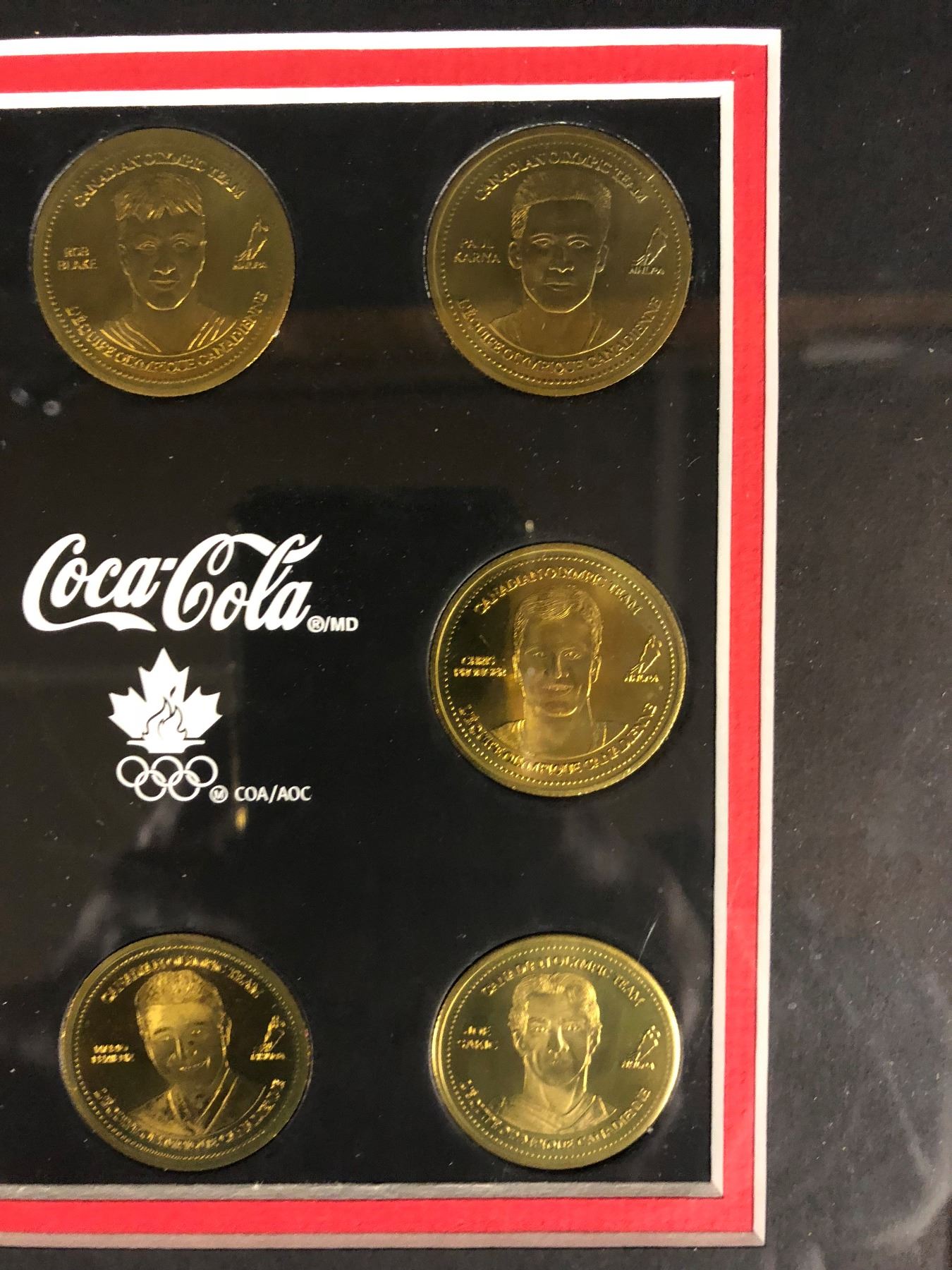 2002 COCA COLA TEAM CANADA OLYMPIC COIN SET (FRAMED 10" X 10") SALT ...