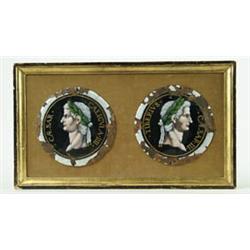 Lot # 571: PAIR OF LIMOGES ENAMEL PLAQUES OF ROMAN EMPERORS.