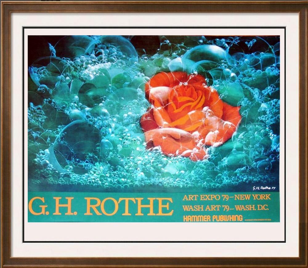 Gh Rothe Plate Signed 1977 Rose In Bubbles