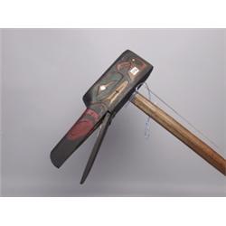 West Coast Native Carved Cedar Raven Clapper