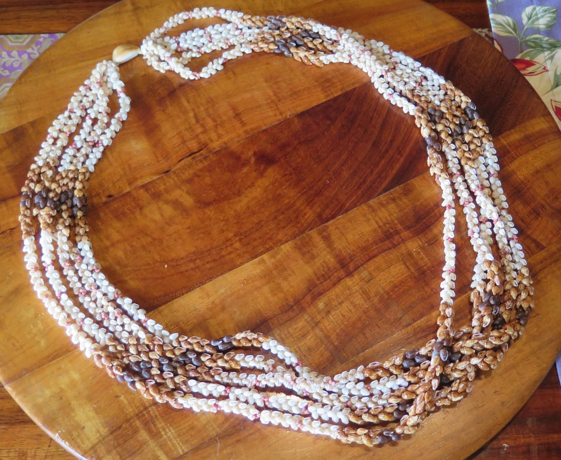 Niihau Shell Lei 5 Strand Pikake Style Approx 25 L Rare Combination Of Niihau Shells