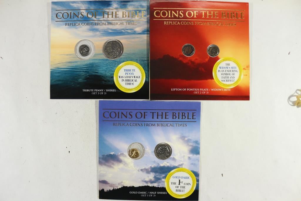3-COINS OF THE BIBLE REPLICA COIN SETS AS SHOWN