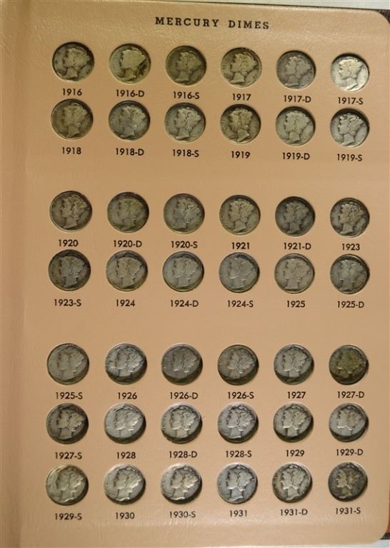 COMPLETE MERCURY DIME SET IN DANSCO ALBUM