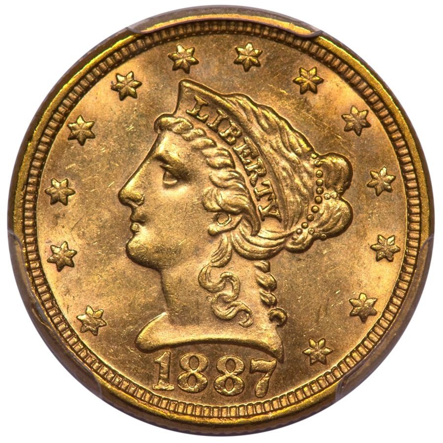 1887 $2 1/2 Liberty Head Quarter Eagle Gold Coin PCGS MS63