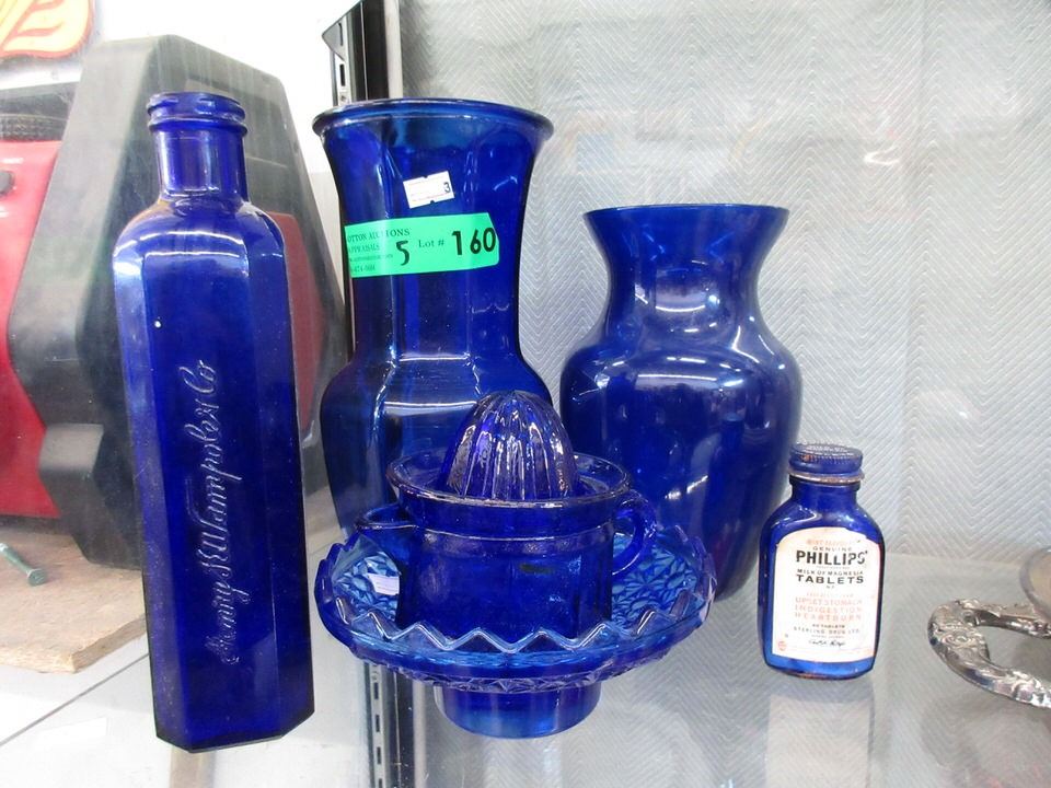 5 Blue Cobalt Glass Items