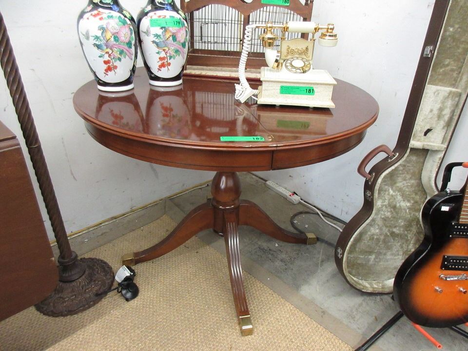 Vintage Mahogany Table with Brass Capped Feet