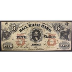 $5.00 RAILROAD BANK NOTE, ADRIAN MI NICE
