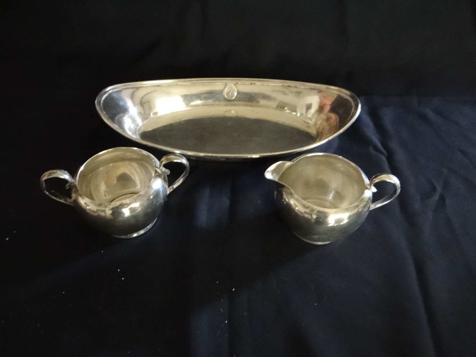 Gorham sterling silver cream/sugar set w/silver plated tray and Silver ...