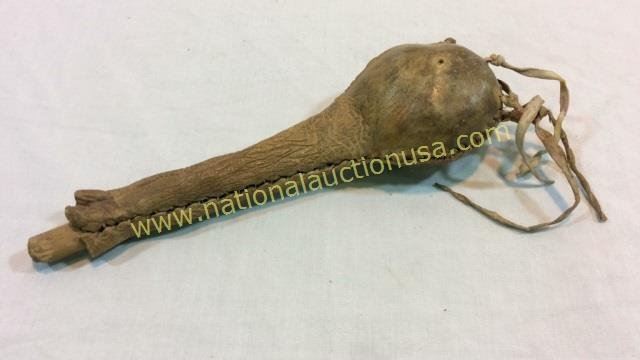 Buffalo Scrotum Dance Rattle 19th Century