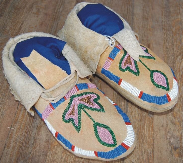 Metis beaded moose hide moccasins