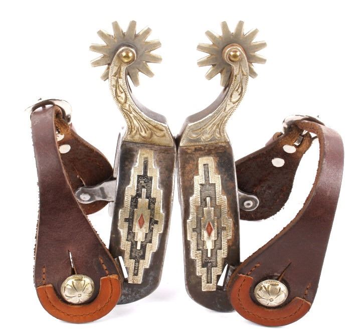 Ornate Silver Mounted Colorado Marked Cowboy Spurs
