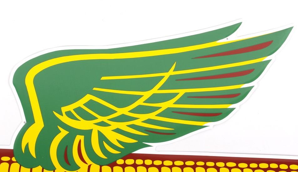 Dekalb Seed Flying Corn Cob Tin Advertising Sign