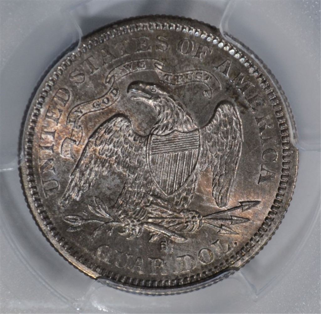 1876-S SEATED LIBERTY QUARTER PCGS MS63