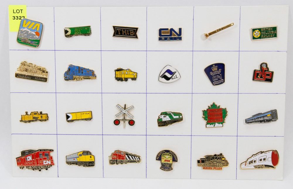 SHEET OF 24 RAILROAD COLLECTOR PINS