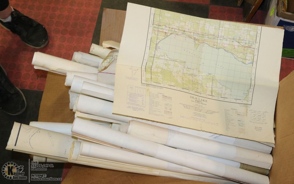 BOX WITH ASSORTED MAPS.