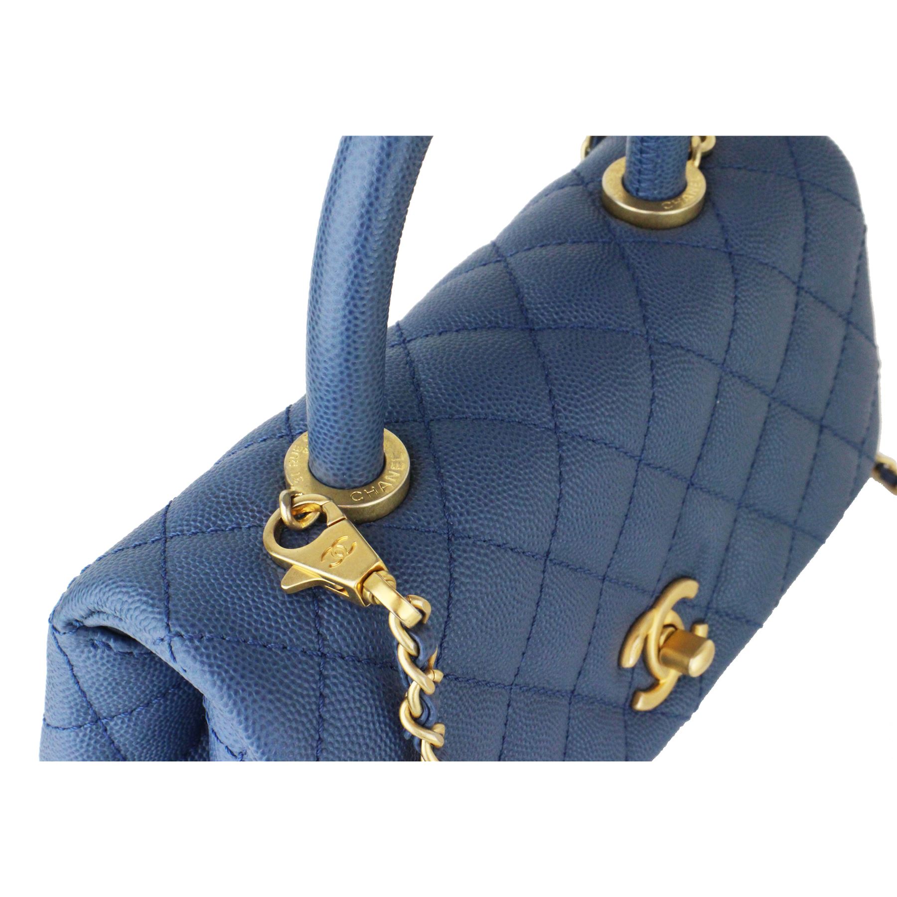 CHANEL Caviar Quilted Mini Coco Handle Flap Blue